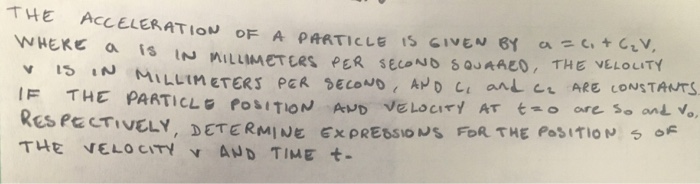 Solved The Acceleration of a particle is given by a = | Chegg.com
