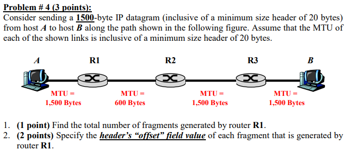 Solved Problem #4 (3 points): Consider sending a 1500-byte | Chegg.com