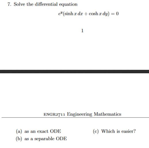 Solved Solve the differential equation e^y (sin x dx + cosh | Chegg.com