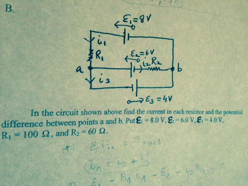 Solved In the circuit shown above find the current in each | Chegg.com