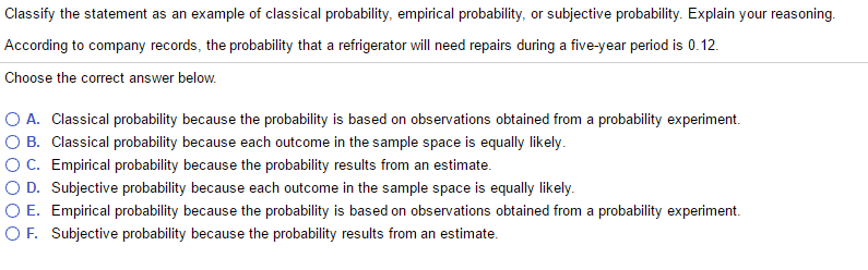 Solved Classify the statement as an example of classical | Chegg.com