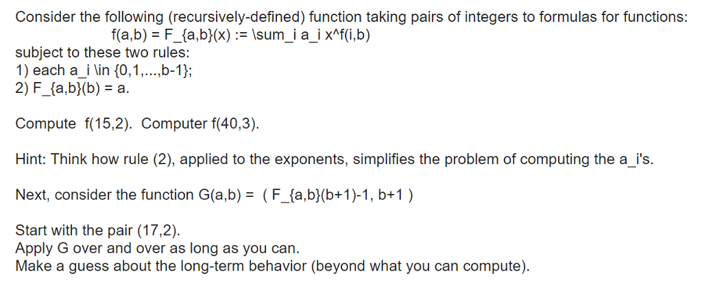 Consider the following (recursively-defined) function | Chegg.com