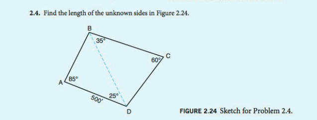 Solved Find the length of the unknown sides in Figure 2.24. | Chegg.com