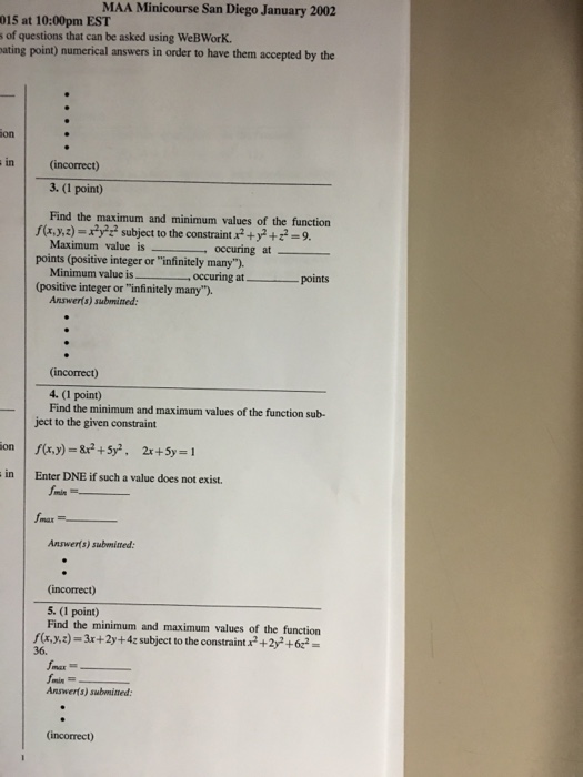Solved Find The Maximum And Minimum Values Of The Function 5069
