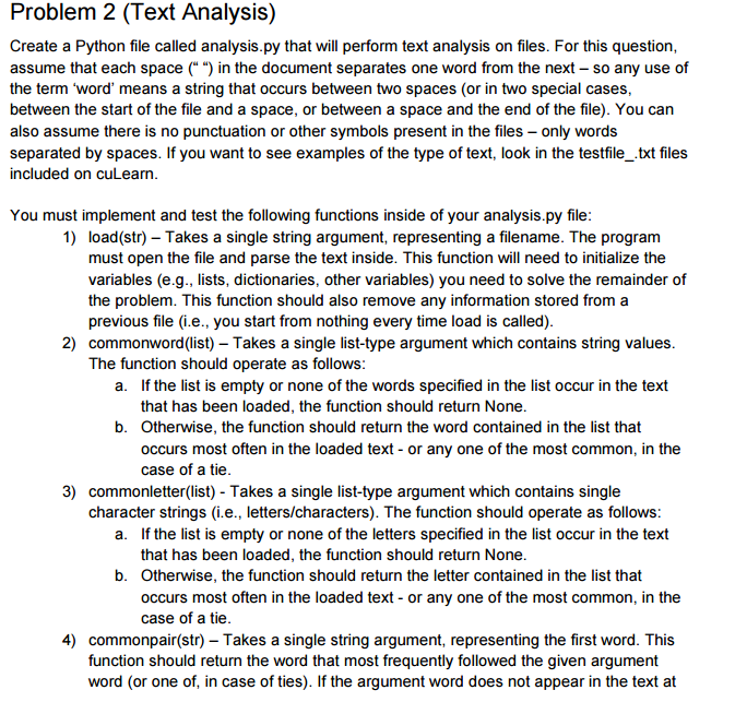 Solved Problem 2 Text Analysis Create A Python File Called 2070