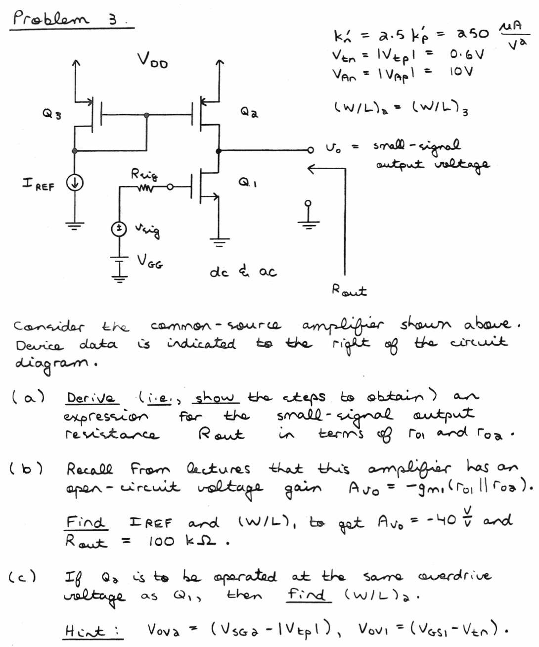 Solved Consider the common- source amplifier shown above. | Chegg.com
