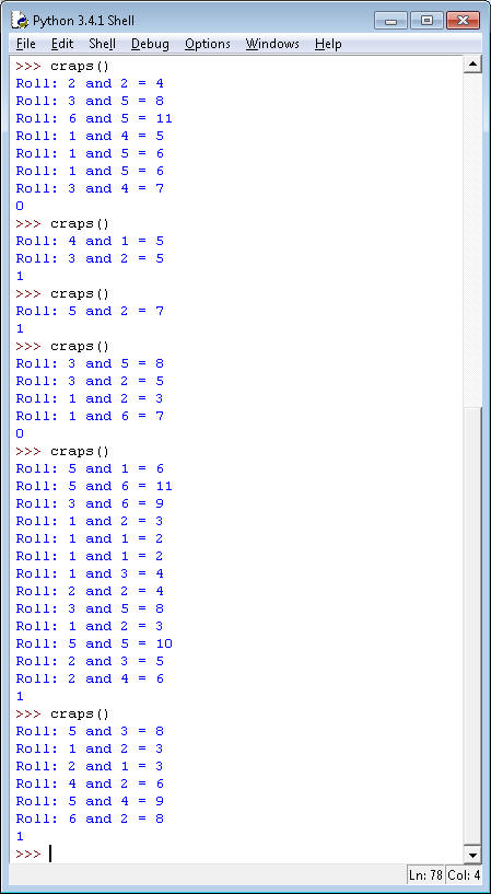 Craps In Python