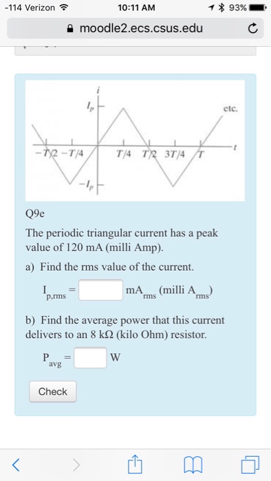 Solved The periodic triangular current has a peak value of | Chegg.com