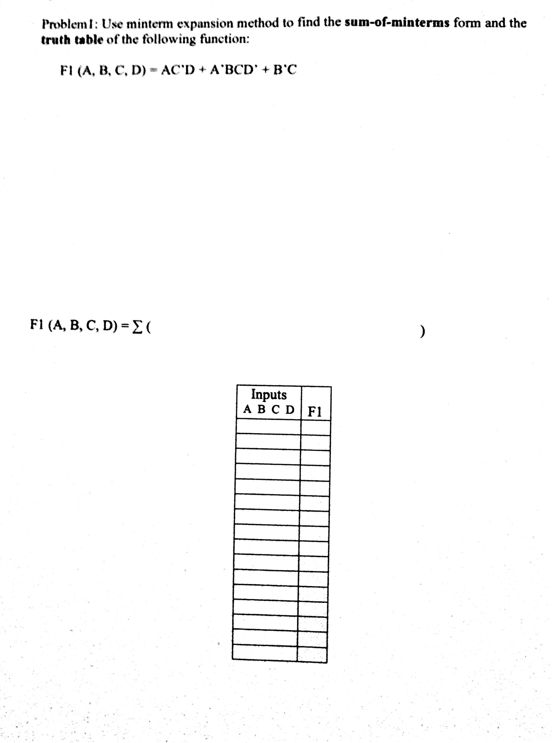 Solved Use Minterm Expansion Method To Find The 8725