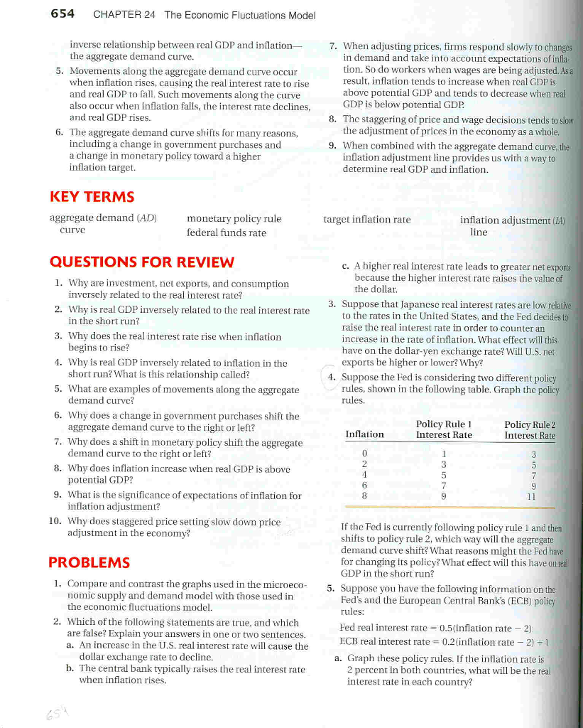 Solved 654 CHAPTER 24 The Economic Fluctuations Model nversc | Chegg.com