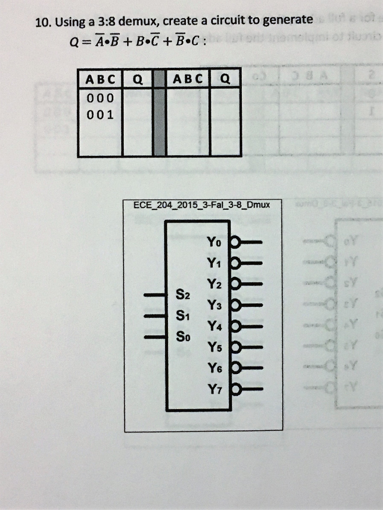Solved 10. Using a 3:8 demux, create a circuit to generate | Chegg.com