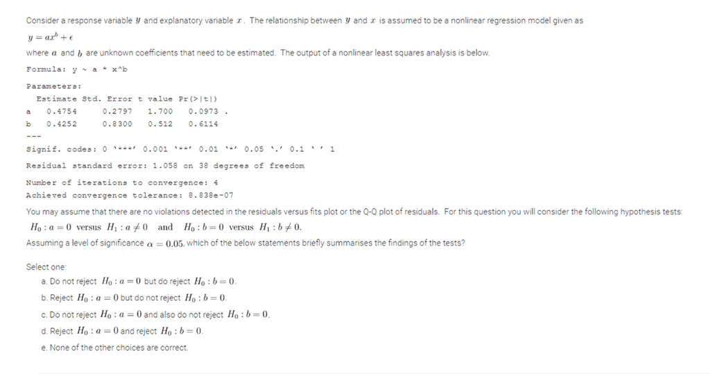 Solved Consider a response variable y and explanatory | Chegg.com