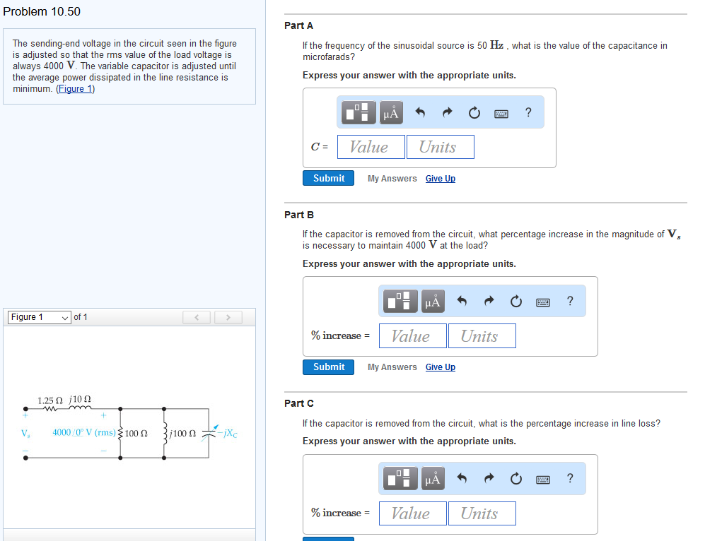 Solved The sending-end voltage in the circuit seen in the | Chegg.com