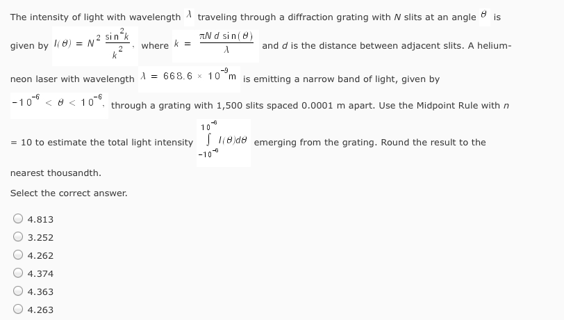 Solved The intensity of light with wavelength lambda | Chegg.com