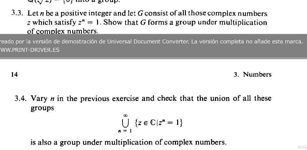 Solved 3.3. Let n be a positive integer and let G consist of | Chegg.com