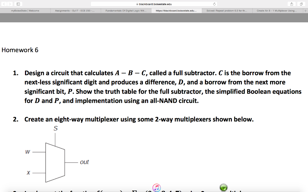 Solved Design a circuit that calculates A - B - C, called a | Chegg.com