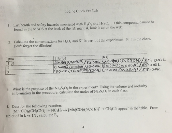 Solved Lab title: iodine clock reaction Need | Chegg.com