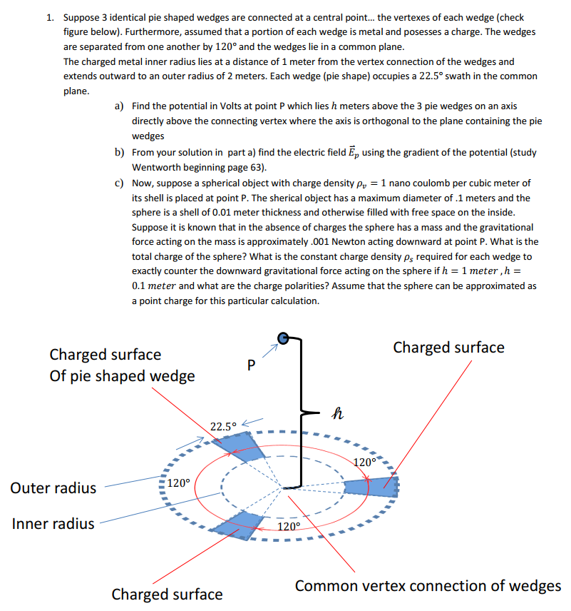 Solved Suppose 3 identical pie shaped wedges are connected | Chegg.com