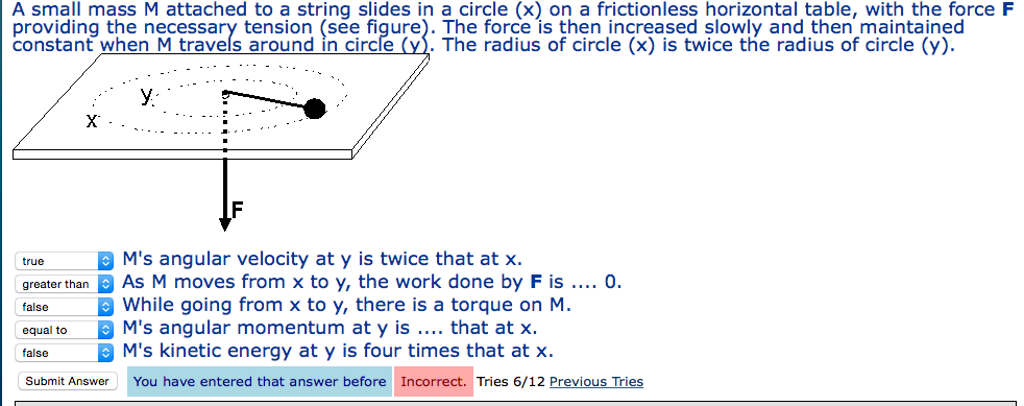 Solved A small mass M attached to a string slides in a | Chegg.com