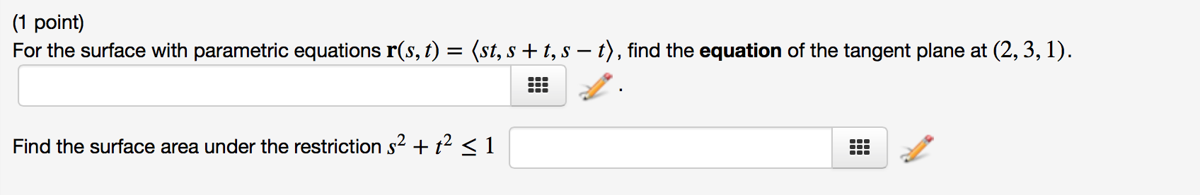 Solved For the surface with parametric equations r(s, t) = , | Chegg.com