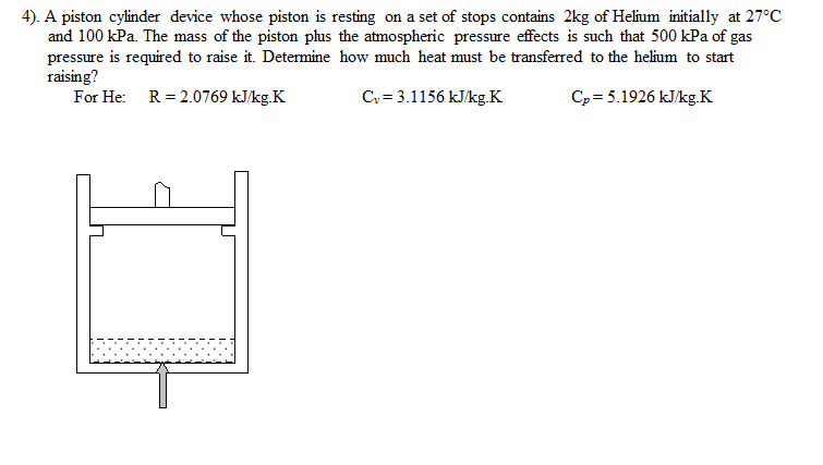 Solved 4). A piston cylinder device whose piston is resting | Chegg.com Solved 4). A piston cylinder device whose piston is resting | Chegg.com