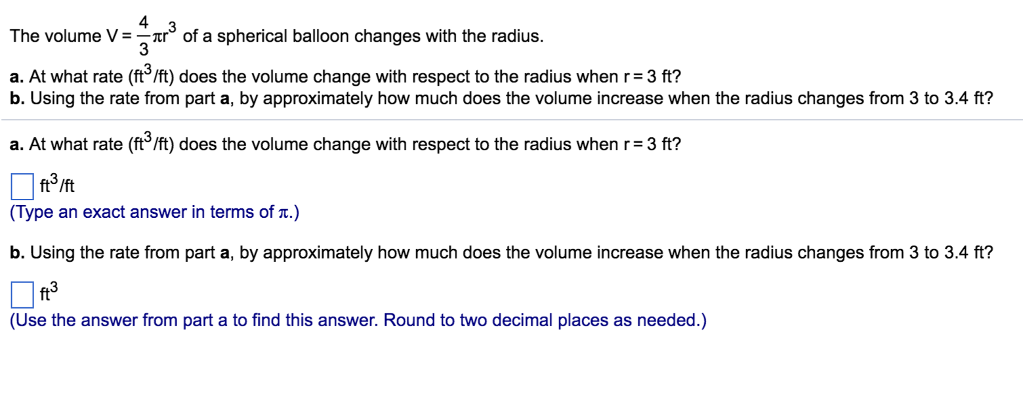 solved-the-volume-v-4-3-pi-r-3-of-a-spherical-balloon-chegg