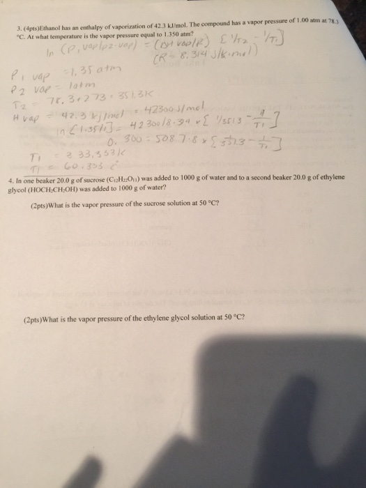 Solved Ethanol has an enthalpy of vaporization of 42.3 | Chegg.com