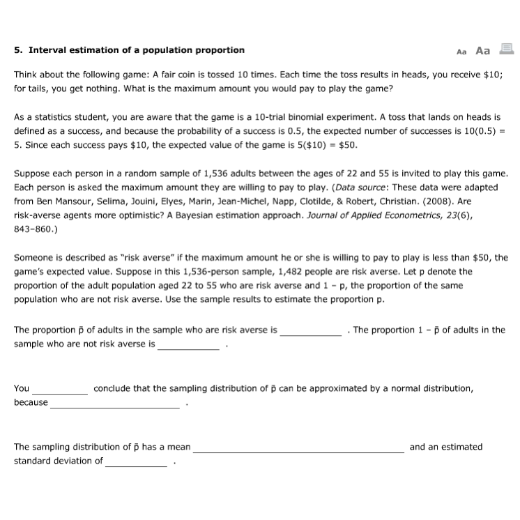Solved Interval estimation of a population proportion | Chegg.com