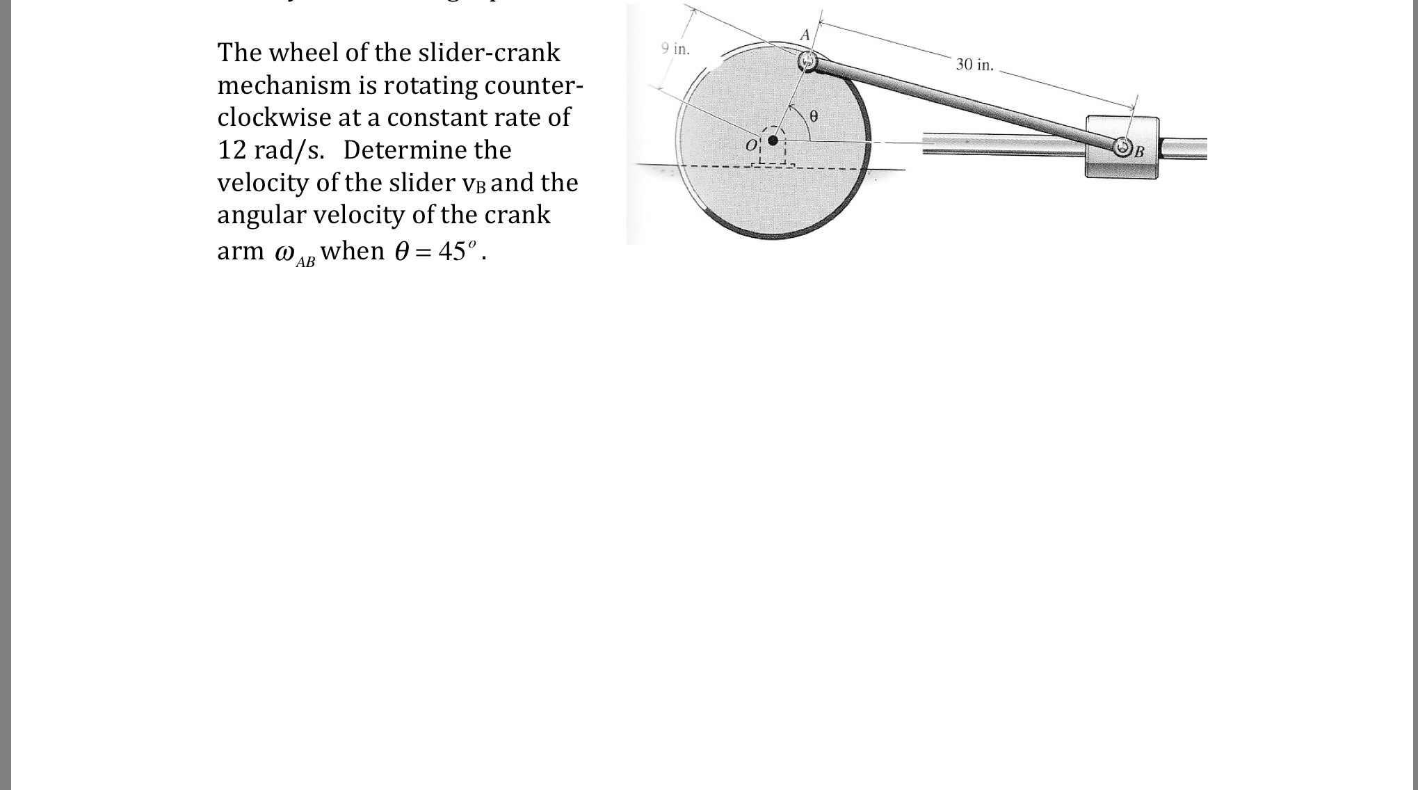 Solved The wheel of the slider-crank mechanism is rotating | Chegg.com