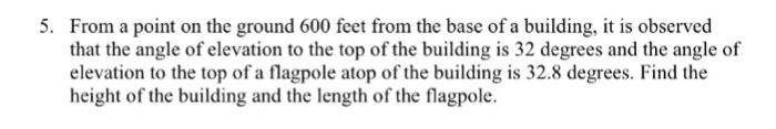 Solved From a point on the ground 600 feet from the base of | Chegg.com