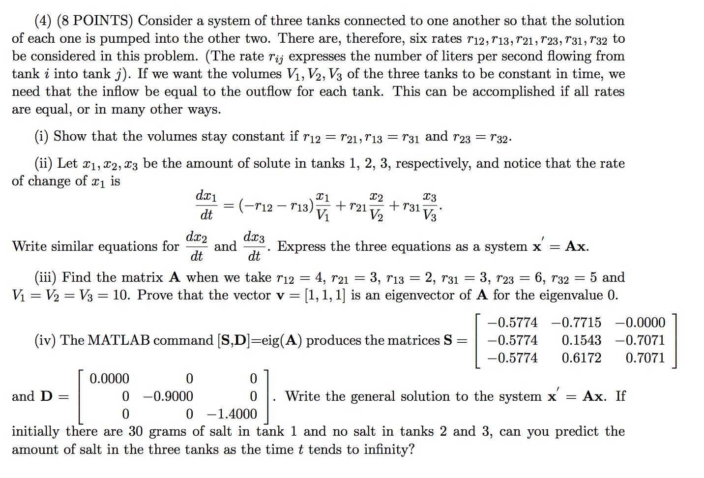 Solved Consider a system of three tanks connected to one | Chegg.com