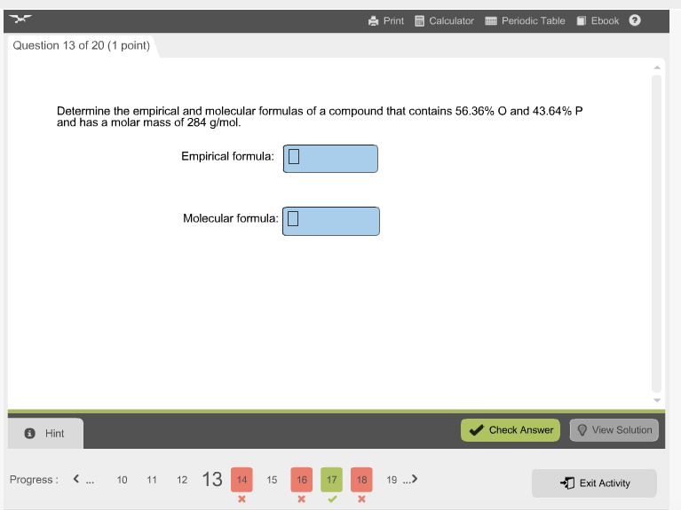 Solved Determine the empirical and molecular formulas of a | Chegg.com