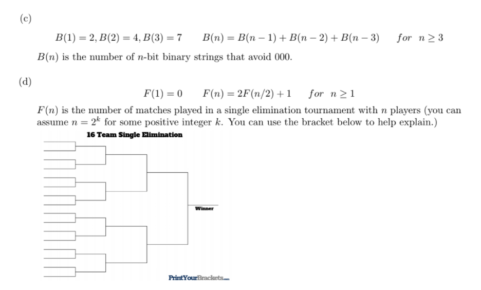 Explain in words why each recurrence relation is | Chegg.com