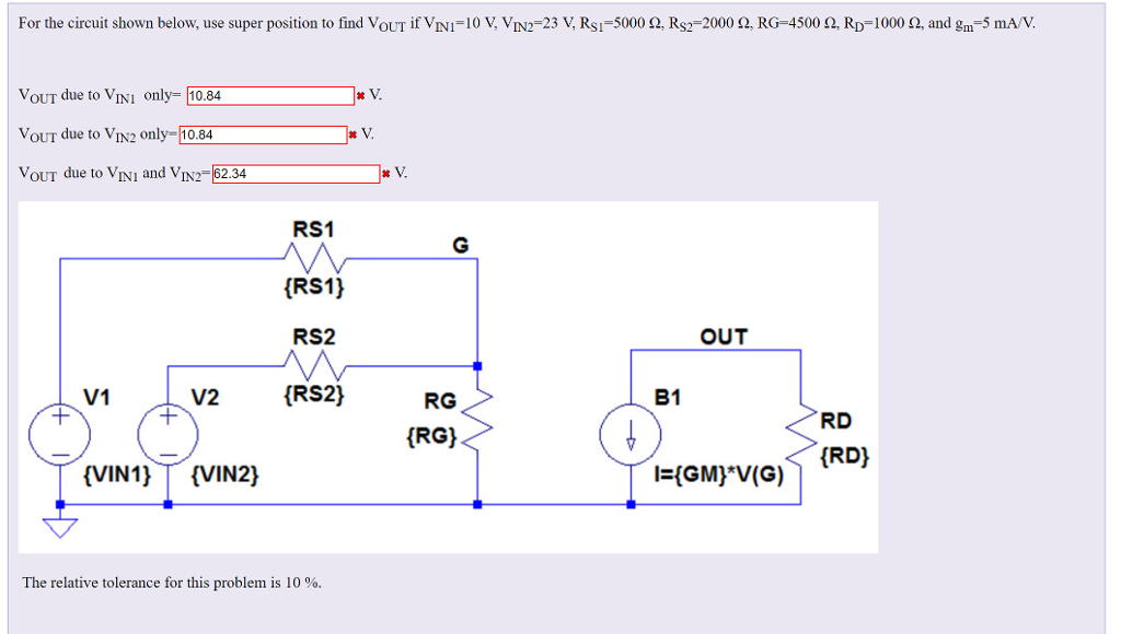 Solved 10 V VIN 23 VRSI 5000 Ω RS2 2000 Ω.RG-4500 Ω RD 1000 | Chegg.com