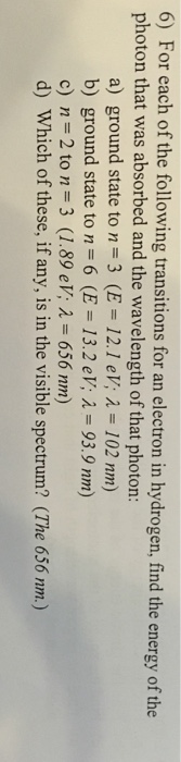 Solved For each of the following transitions for an electron | Chegg.com
