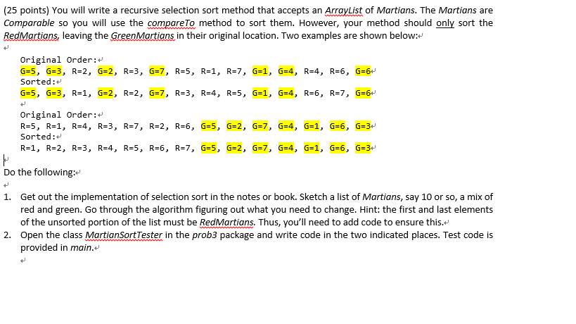 25 points) You will write a recursive selection sort | Chegg.com