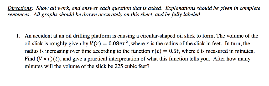 Solved Directions: Show all work, and answer each question | Chegg.com