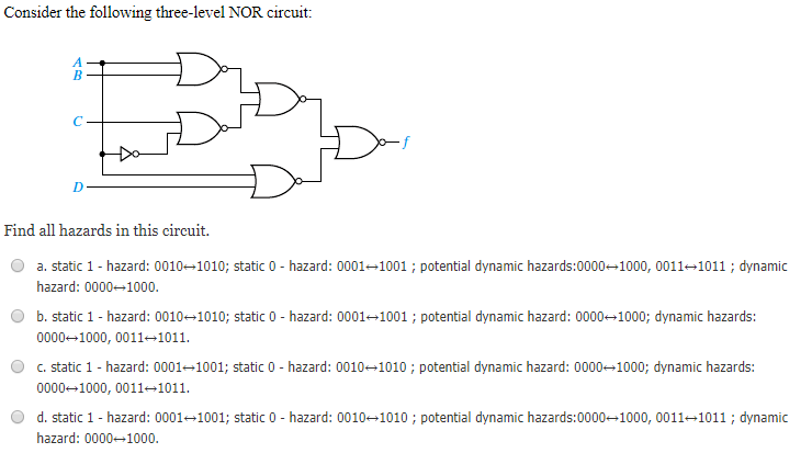 Solved Consider the following three-level NOR circuit Find | Chegg.com