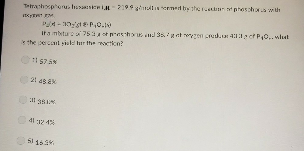 Solved 219.9 g/mol) is formed by the reaction of phosphorus | Chegg.com