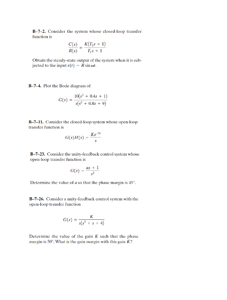 Solved Consider The System Whose Closed Loop Transfer 7134
