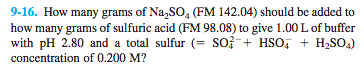 Solved 9-16. How many grams of Na2SO4 (FM 142.04) should be | Chegg.com