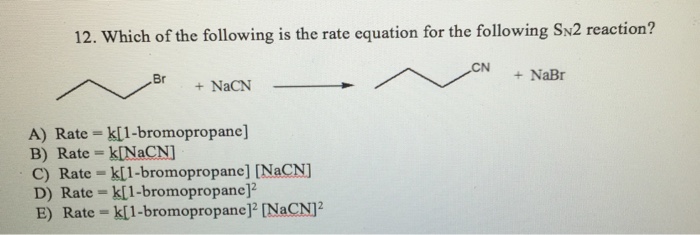 Solved Which of the following is the rate equation for the | Chegg.com