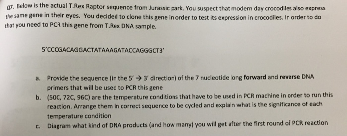 Solved Below is the actual T. Rex Raptor sequence from | Chegg.com
