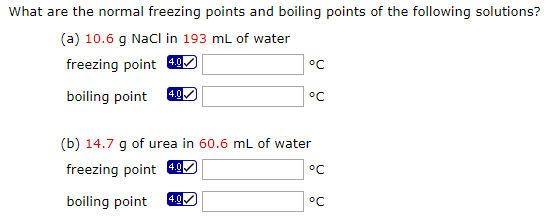 Solved What are the normal freezing points and boiling | Chegg.com