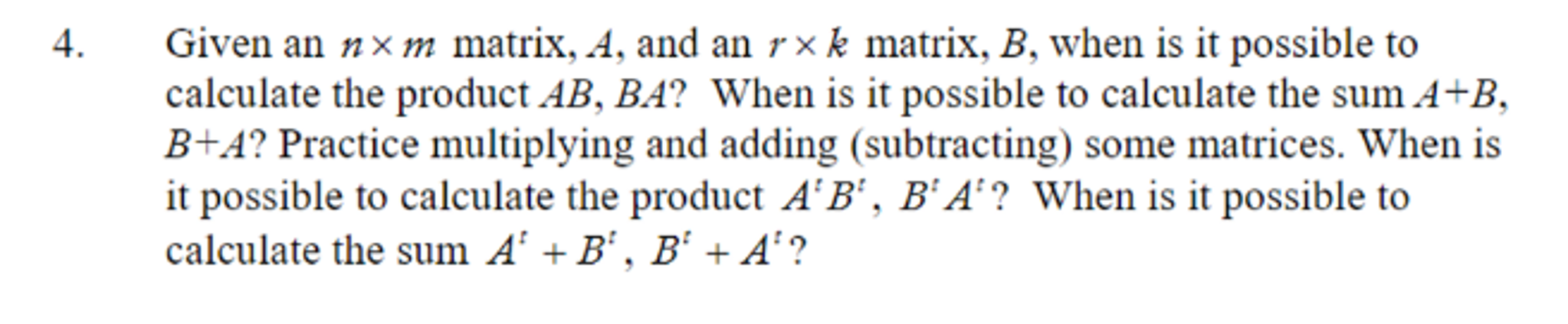 Solved Given an n Times m matrix. A, and an r Times k | Chegg.com