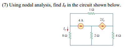 Solved Using nodal analysis, find Io in the circuit shown | Chegg.com