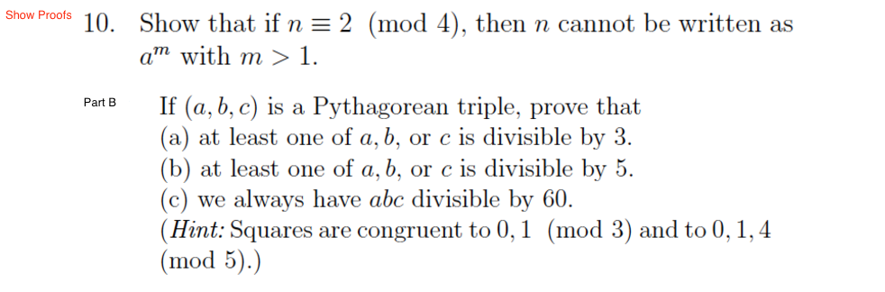 Solved Show that if n Congruent 2 (mod 4), then n cannot be | Chegg.com