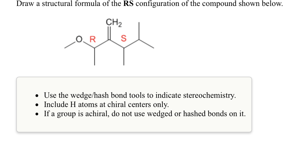 Solved Draw a structural formula of the RS configuration of | Chegg.com