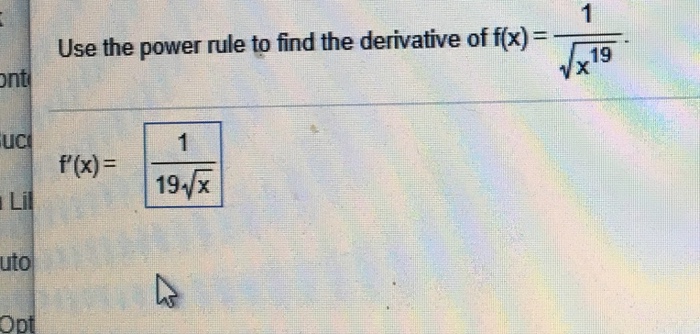 Solved Use the power rule to find the derivative of f(x) = | Chegg.com