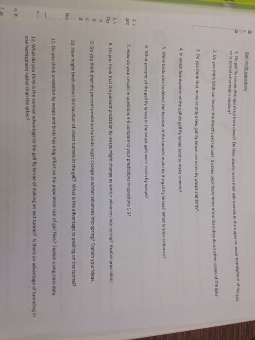 1. Describe gall fly larvae distinguish up from down? | Chegg.com